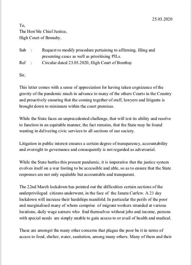 Coronavirus Lockdown: Five Senior Advocates write to Bombay High Court ...