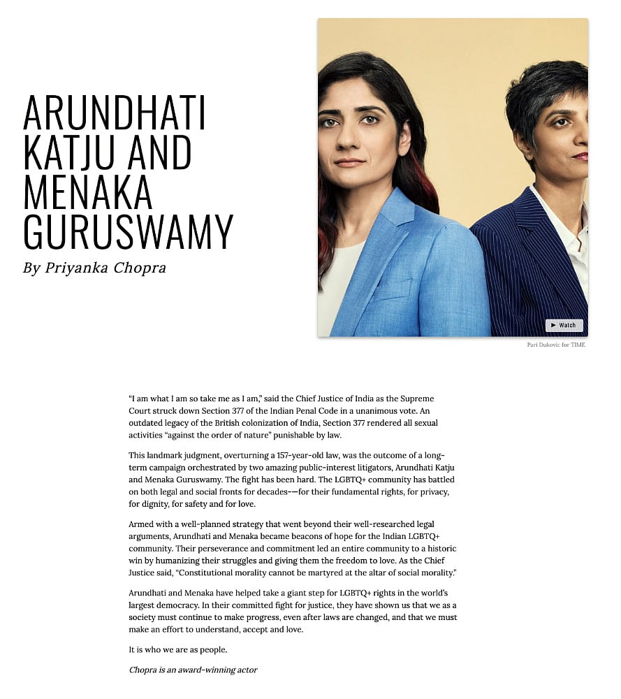 Menaka Guruswamy, Arundhati Katju named in TIME 100 Most Influential ...