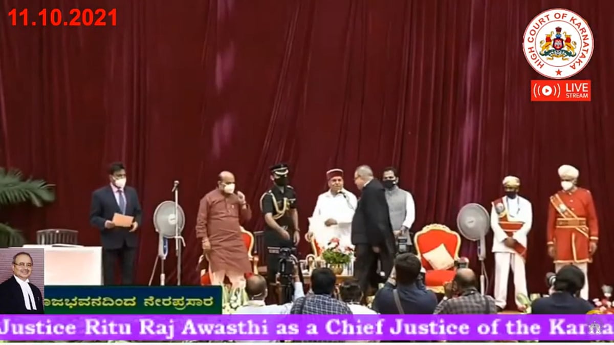 Justice Ritu Raj Awasthi takes oath as Chief Justice of Karnataka High ...