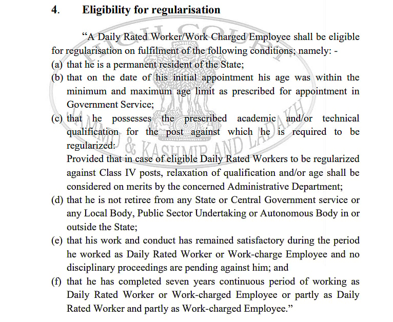 Seven years' service alone does not entitle daily wager to ...