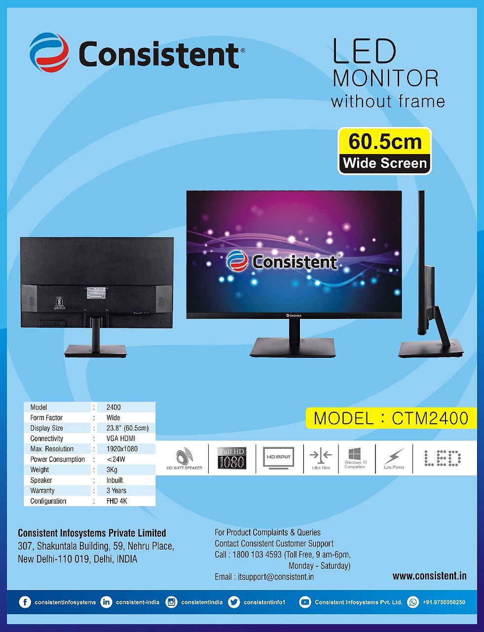 Consistent Infosystem, Led Monitor, HD Monitor, 4k Monitor, New Monitor ...