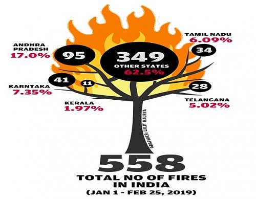 Forest fires in India tripled in the last four months