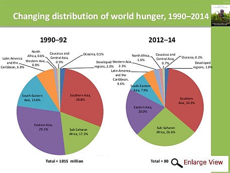 World Hunger 2014 Chart Over Half Of The World's Hungry Are Asians