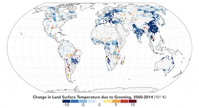 Planet greening negated global warming, show NASA maps