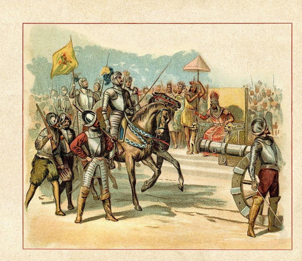 Hernan Cortes And The Aztecs Moctezuma Hernan Cortes Hi Res Stock