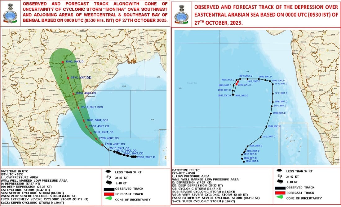 Cyclone Montha Alert: Twin Cyclonic Systems Threaten North Indian Ocean
