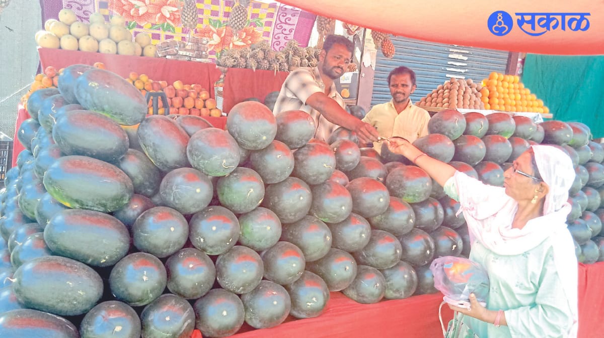Watermelon Rate Hike : वाढता पारा, ‘रमजान’मुळे कलिंगडला वाढती मागणी | Sakal