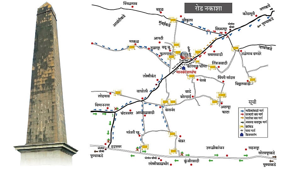 विजयस्तंभ अभिवादन दिन कार्यक्रमाची तयारी पूर्ण | Sakal
