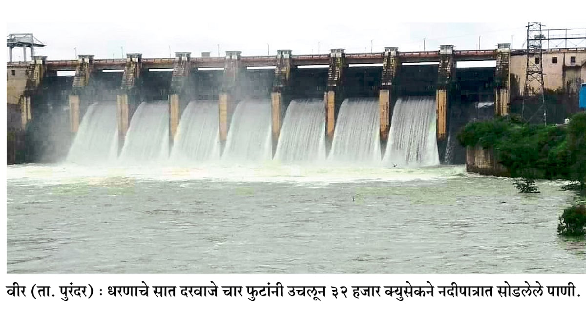 वीरमधून ३२ हजार क्‍युसेक विसर्ग | Sakal