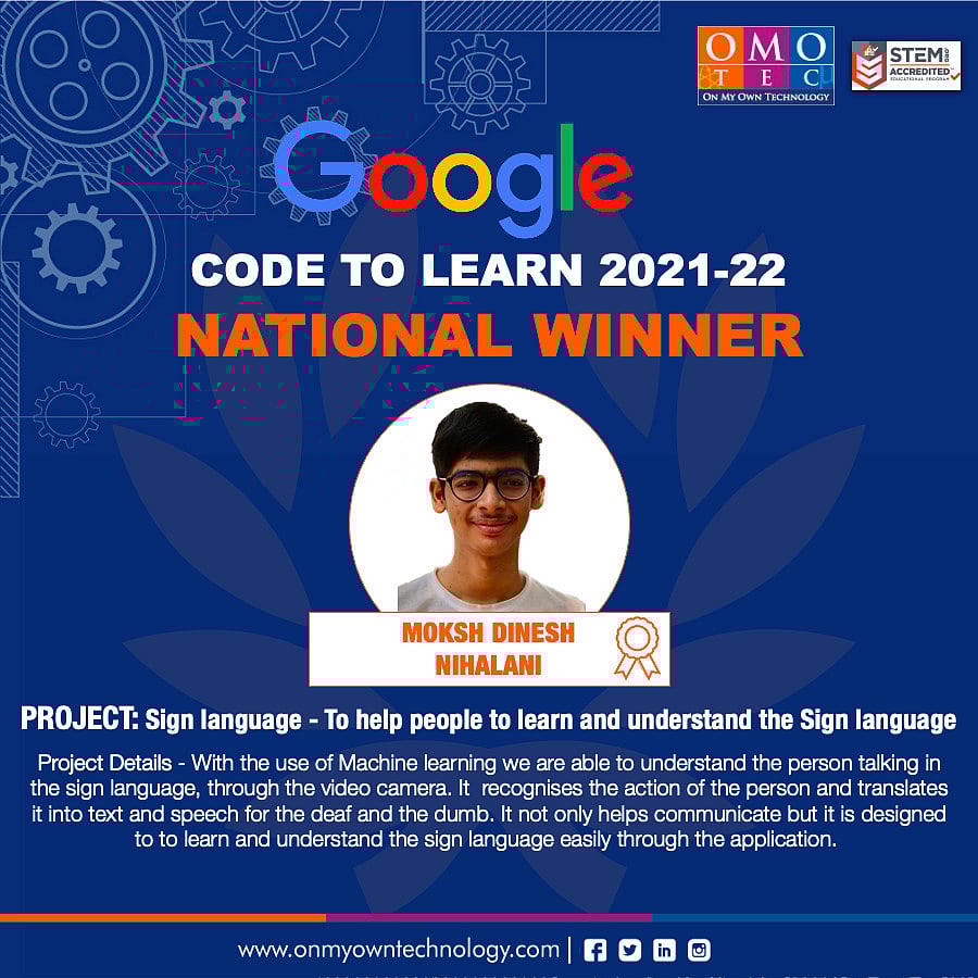 Edtech firm, OMOTEC student wins Google Code to Learn 2021 competition