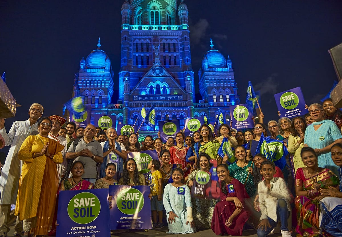 Mumbai’s MCGM headquarter lit up in blue and green in support of Save ...