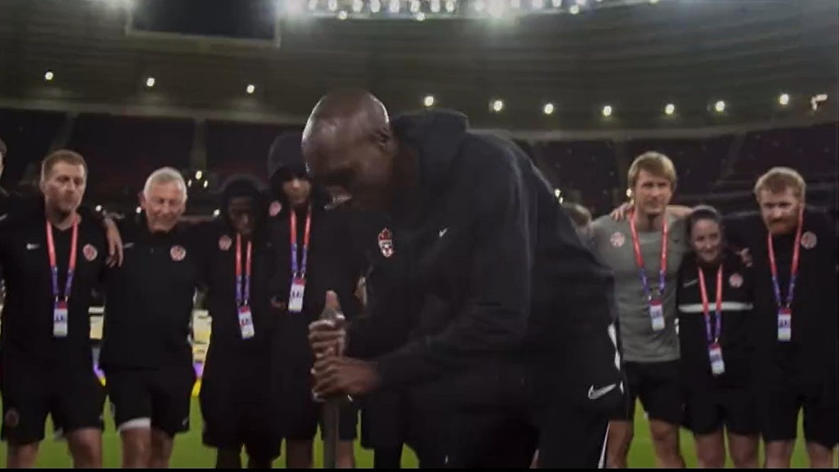 FIFA World Cup 2022: Canada captain Atiba Hutchinson uses sword to open ...