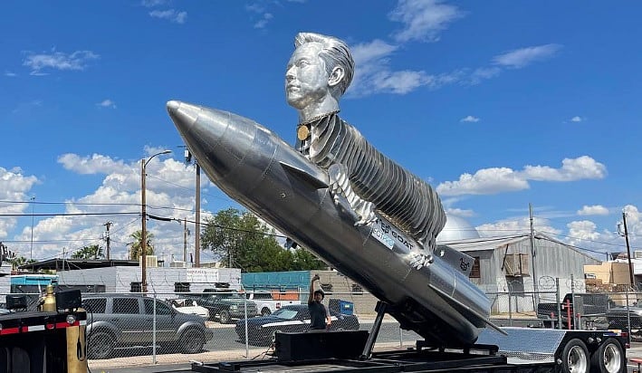 Watch: Goat statue with Elon Musk’s head, sitting on rocket, fails to ...