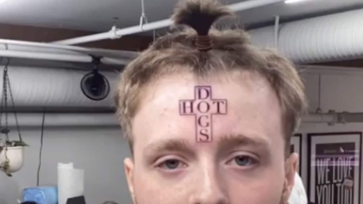 Not Satan, man inks 'Hot Dogs' cross tattoo on his forehead
