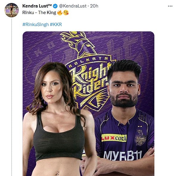 IPL 2023: Pornstar Kendra Lust pays tribute to KKR's new batting star 'Rinku Singh - The King'