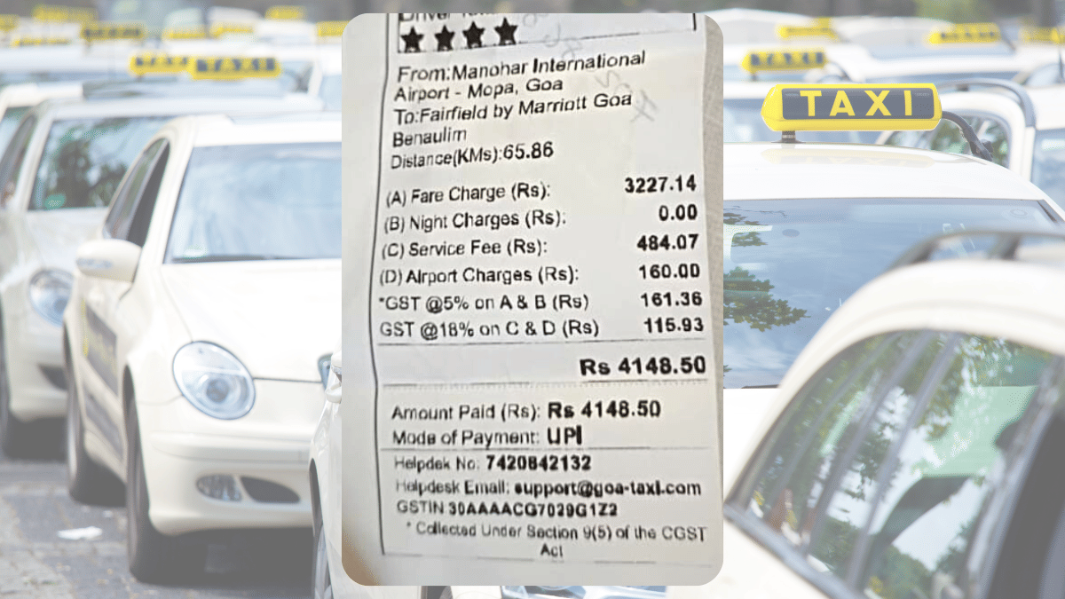 Rs 4148.50 taxi ticket from Mopa to Benaulim goes viral|Gomantak Times