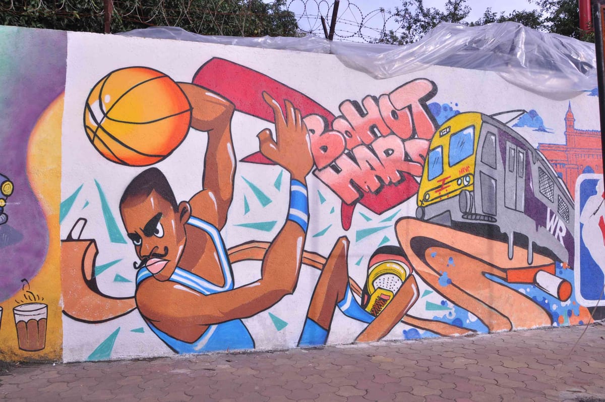 NBA India #NBAInMyBackyard graffiti by NME, Mooz, Minzo, Dexter in St ...