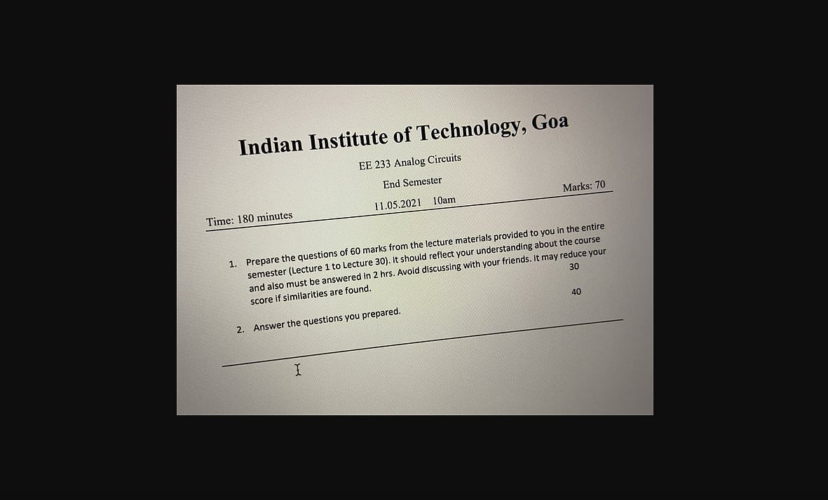 THIS question paper by IIT Goa is finding attention among netizens for ...