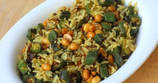 crispy tasty lady's finger rice for four, high fibr food for a perfect ...