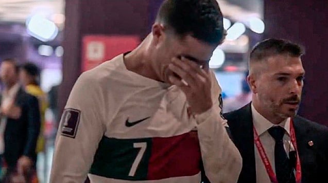 Cristiano Ronaldo llora amargamente tras eliminación del Mundial de Qatar