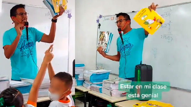 Maestro entrega libros a sus alumnos como vendedor de feria y se ...