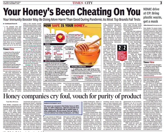 Honey purity test: How some newspapers reported the issue alongside ads ...