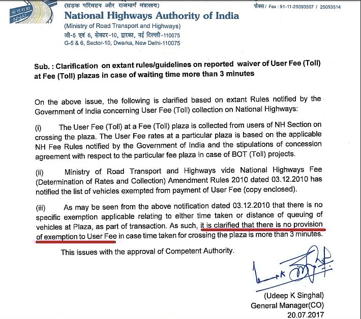 No toll beyond 3-minute wait?: NHAI contradicts own RTI reply, officials