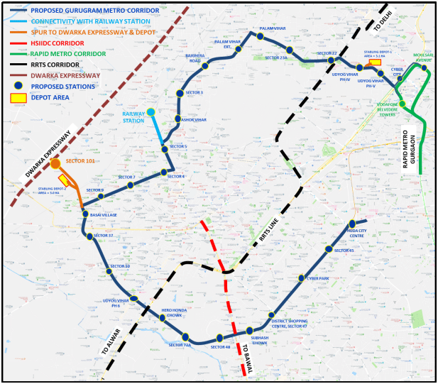 Haryana: Gurugram To Get 28 Km Long Metro Rail Corridor Connecting HUDA ...