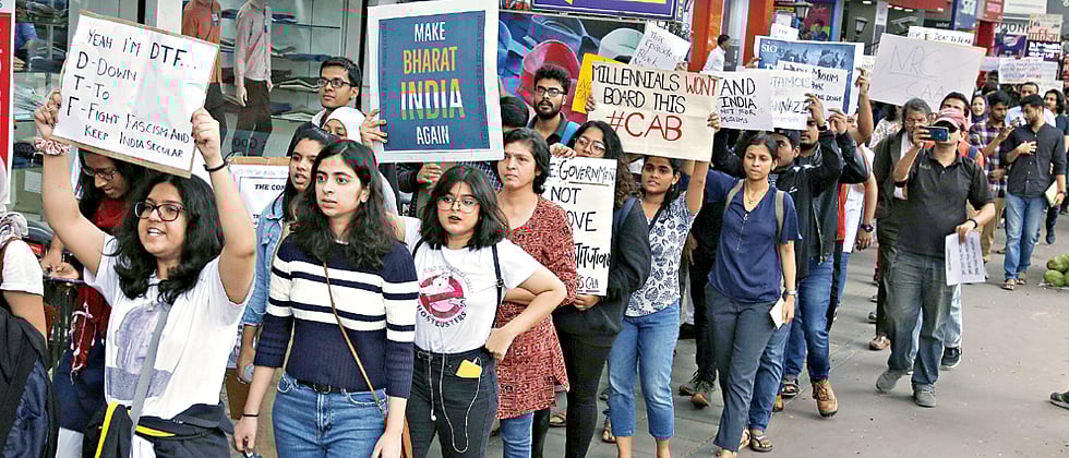 Protests against Citizenship (Amendment) Act on JM Road