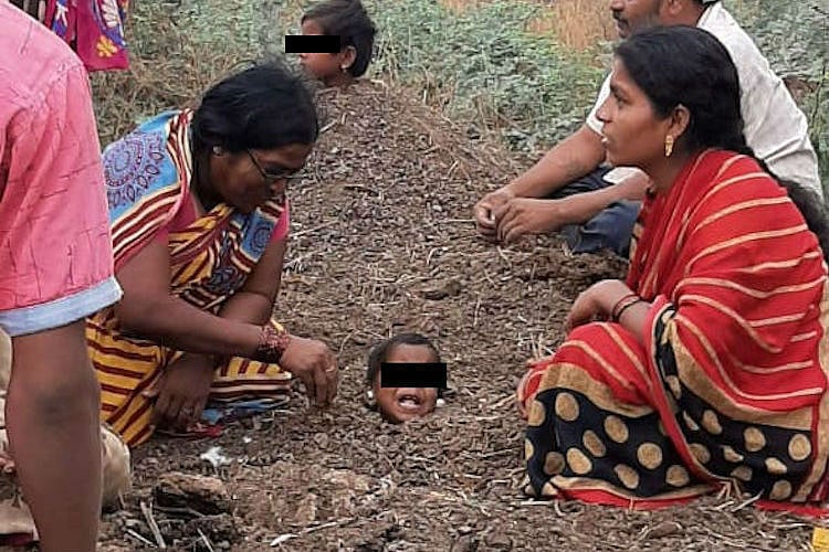 Kids with disabilities buried neck-deep in goat dung during solar ...
