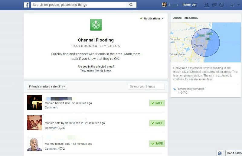Facebook activates safety check for Chennai as communication remains ...