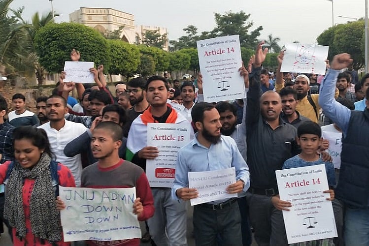 Osmania Uni, Hyd Central Uni and MANUU stage protests against JNU violence