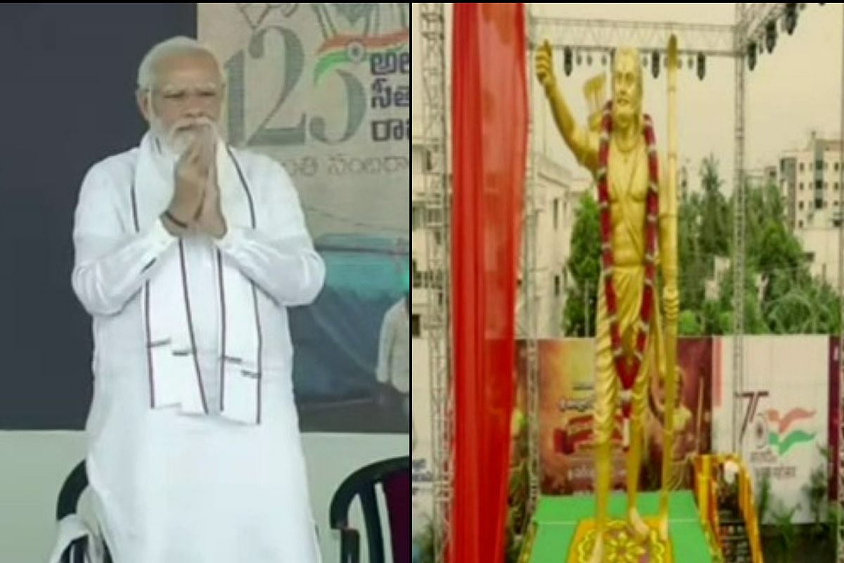PM Modi unveils 30-ft bronze statue of Alluri Sitarama Raju in AP