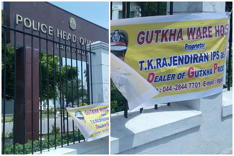 'TN DGP, Gutkha dealer': Man detained for putting cheeky banner outside ...