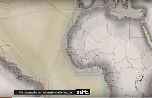 A map of the underwater cables that hold the internet