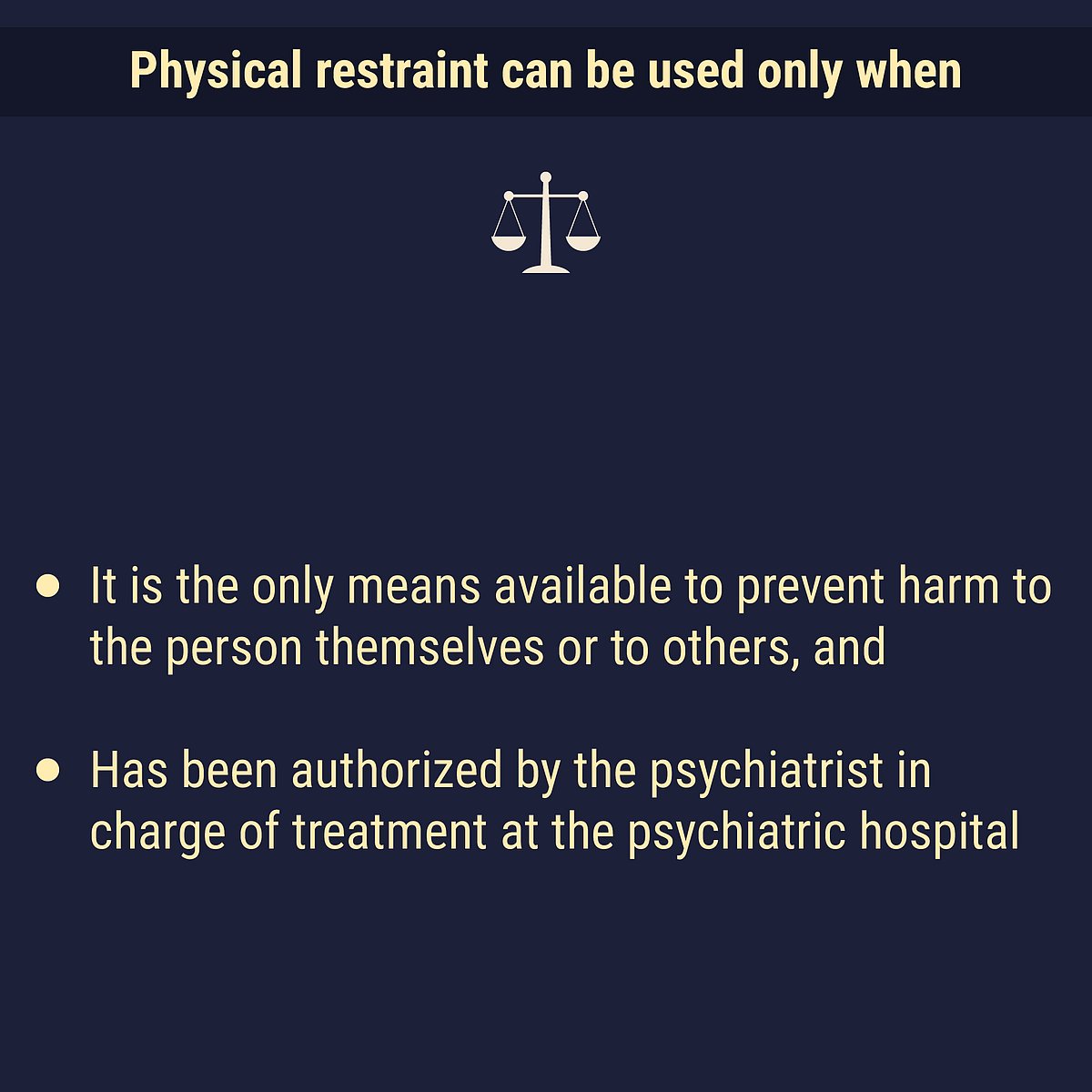 Can a person with mental illness be restrained and secluded in a hospital?